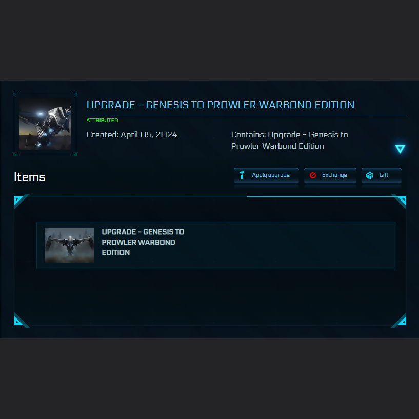 Space-Foundry.com: Upgrade - Genesis to Prowler Warbond Edition