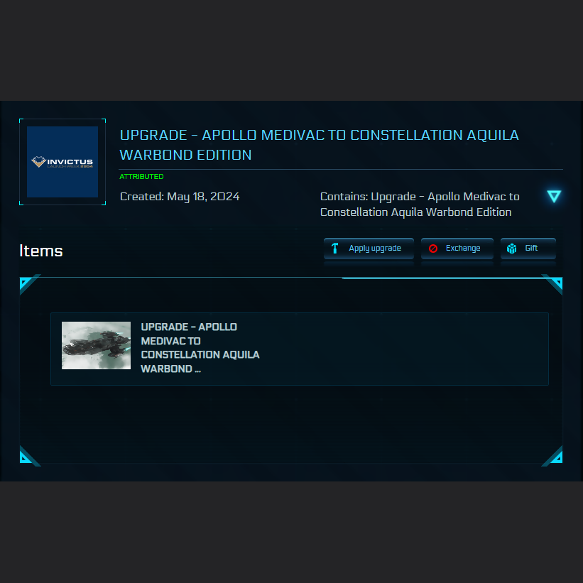 Space-Foundry.com: Upgrade - Apollo Medivac to Constellation Aquila Warbond Edition - Invictus 2954