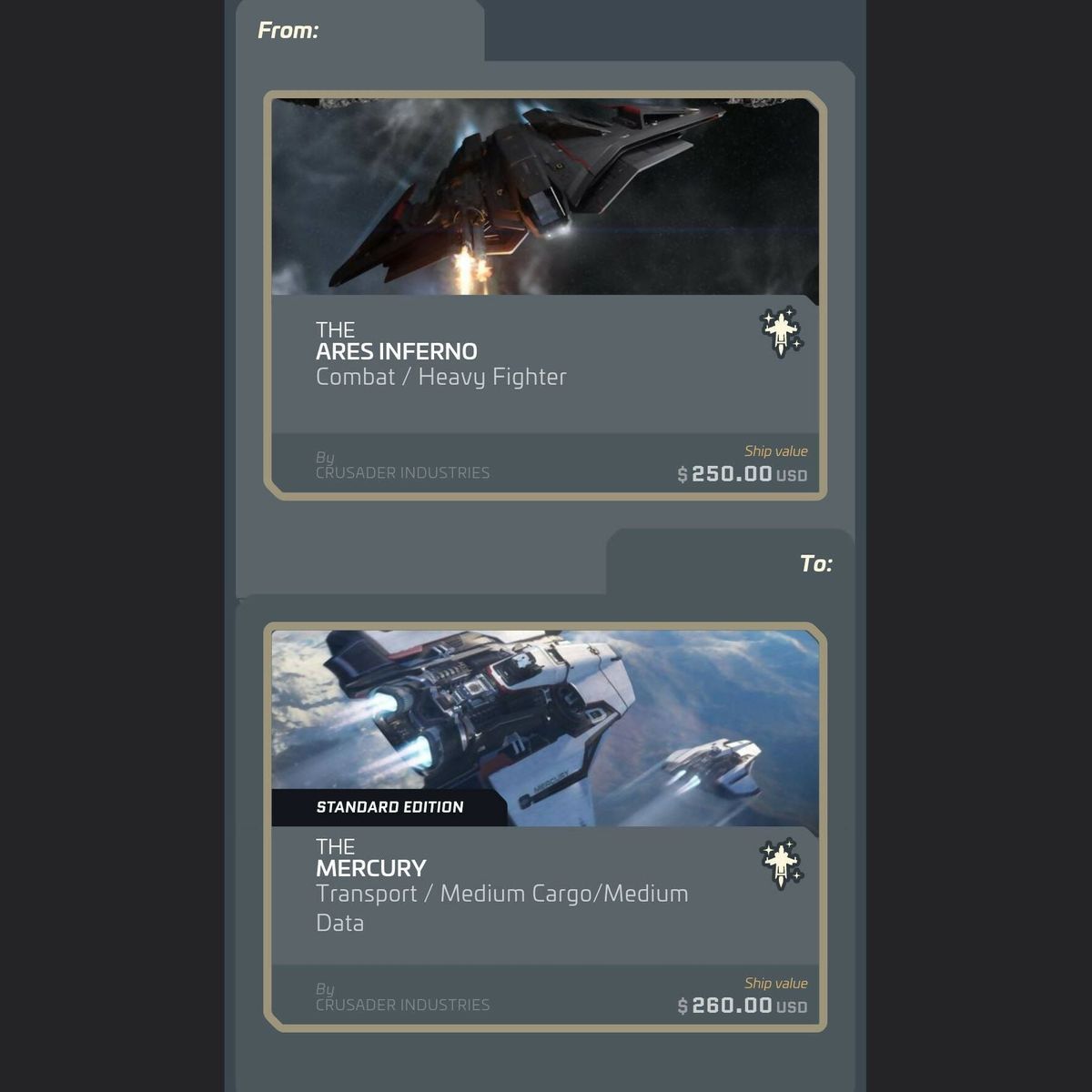 Space-Foundry.com: Ares Inferno to Mercury Star Runner