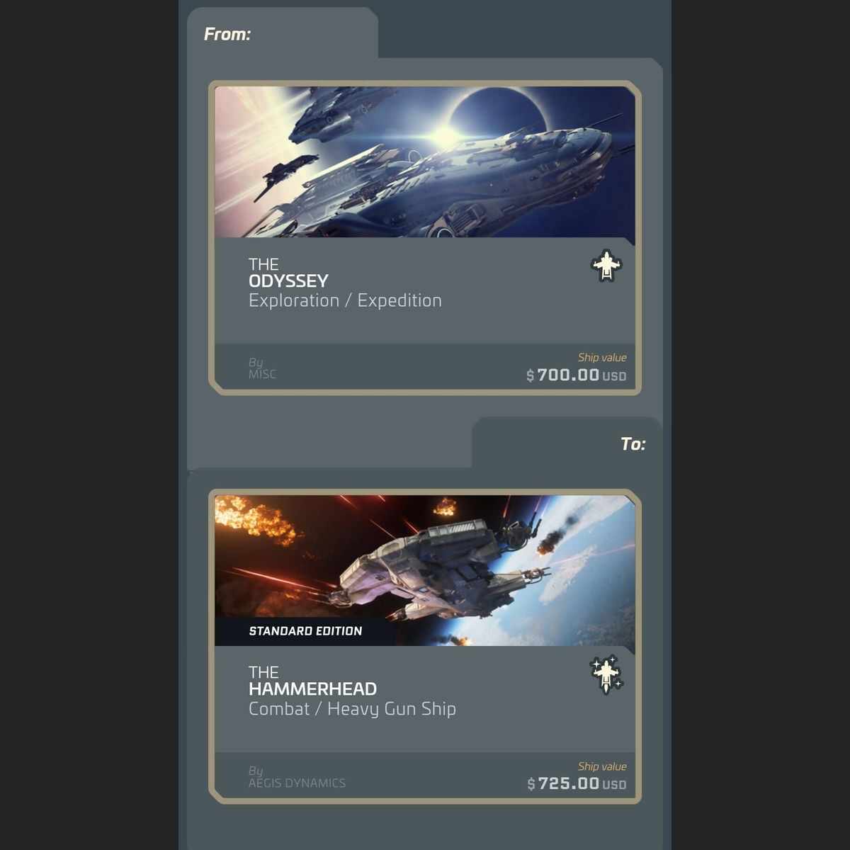 Space-Foundry.com: MISC OSYSSEY to Aegis Hammerhead Space-Foundry.com: MISC OSYSSEY to Aegis Hammerhead