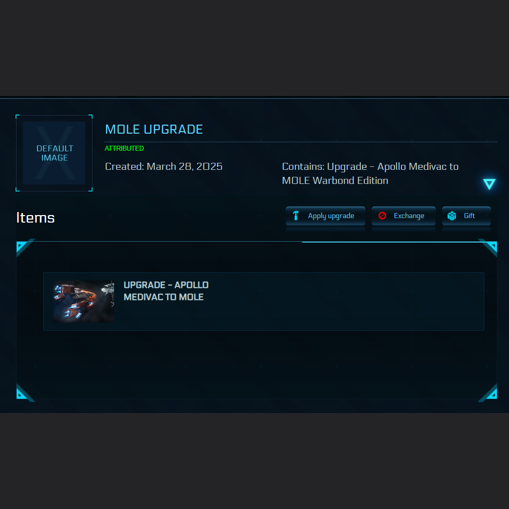 Space-Foundry.com: Upgrade - Apollo Medivac to MOLE Warbond Edition