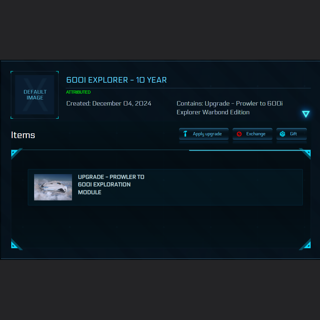 Space-Foundry.com: Upgrade - Prowler to 600i Explorer Warbond Edition