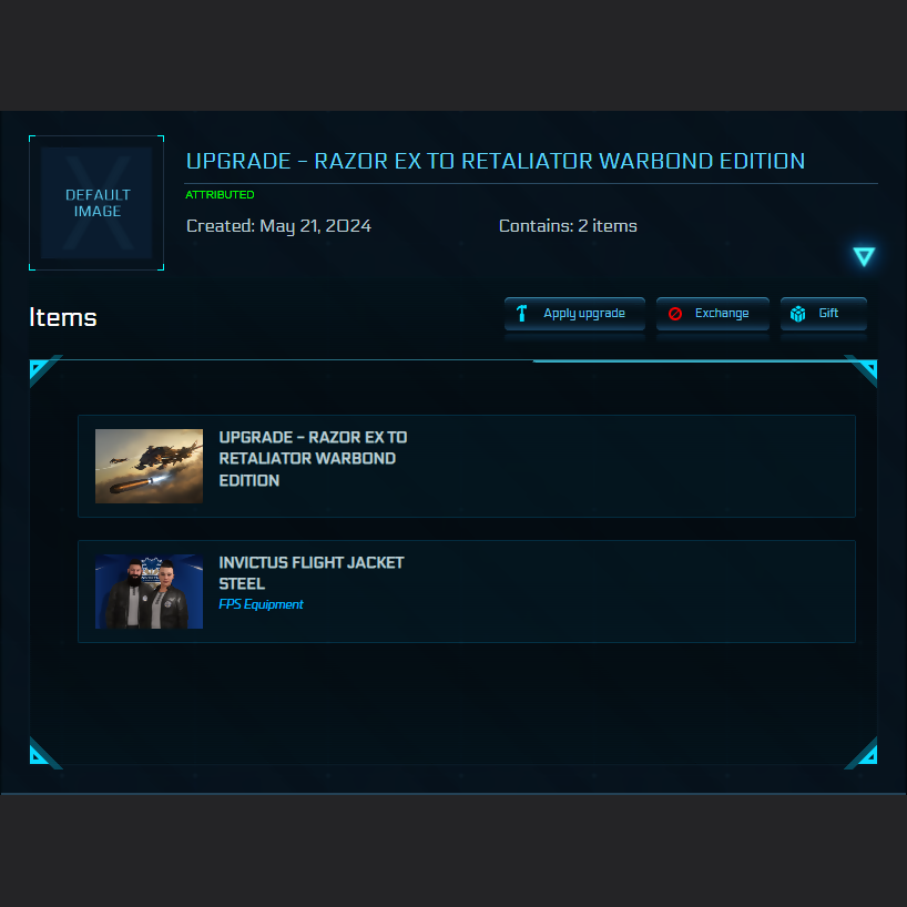 Space-Foundry.com: Upgrade - Razor EX to Retaliator Warbond Edition