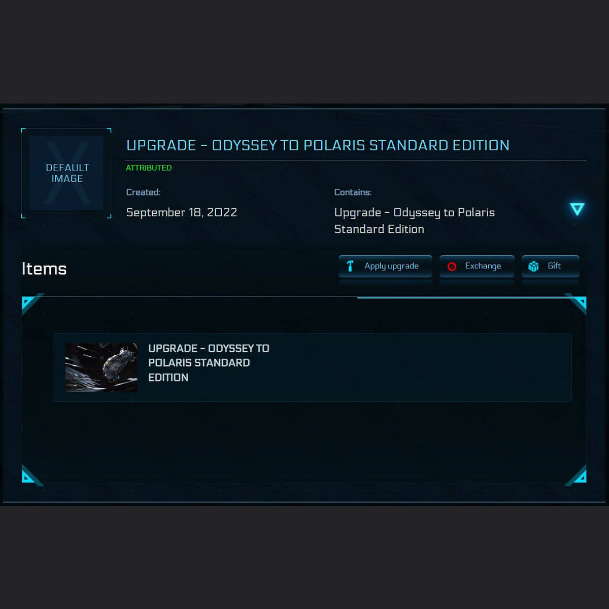 Space-Foundry.com: UPGRADE - ODYSSEY TO POLARIS STANDARD EDITION