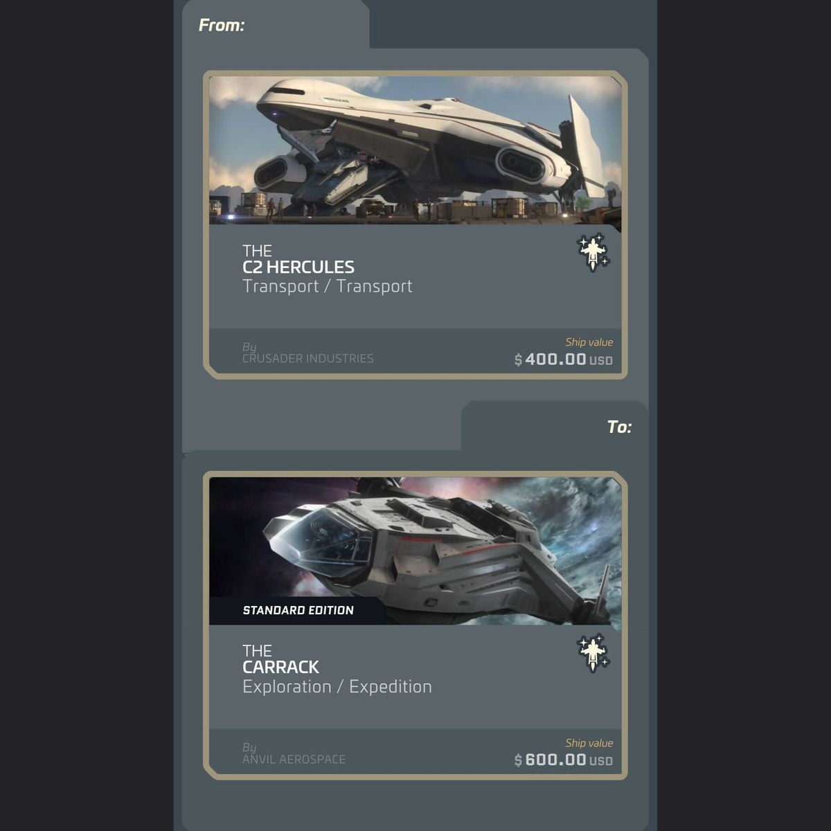 Space-Foundry.com: C2 to Carrack