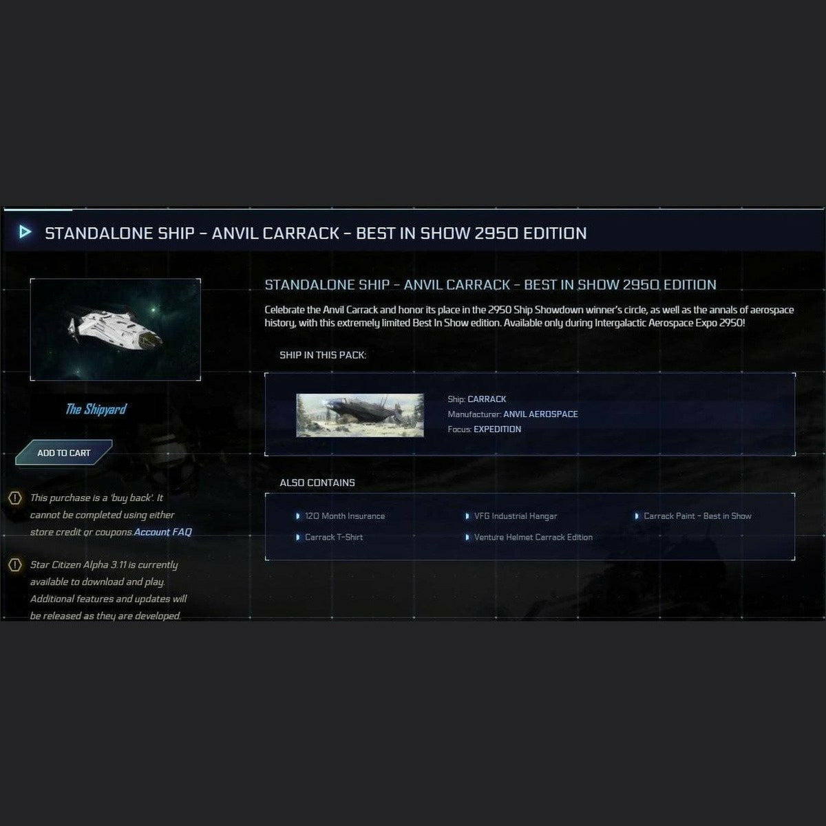 Space-Foundry.com: Anvil Carrack - 2950 Best in Show Limited Edition