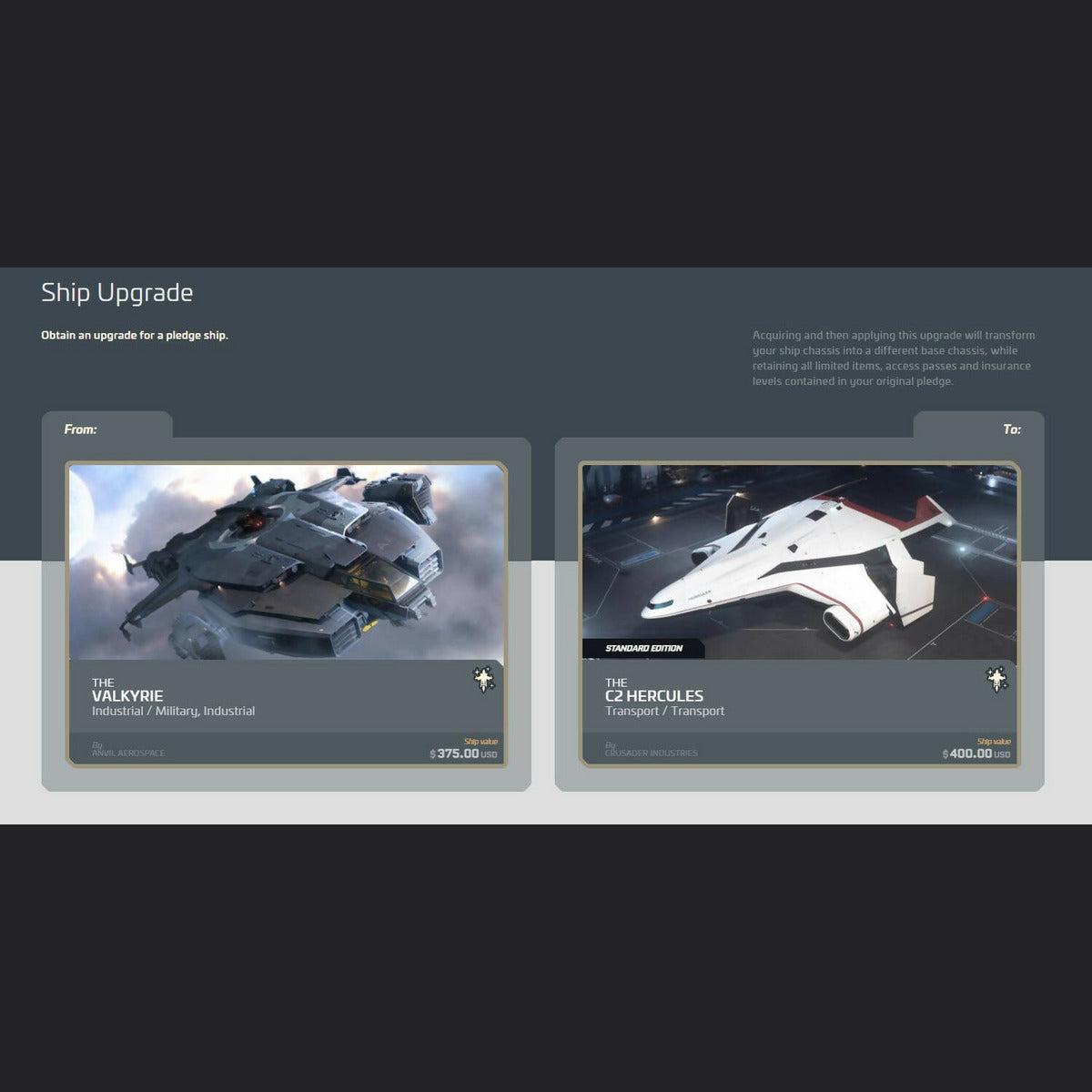 Space-Foundry.com: Valkyrie To Hercules C2 CCU