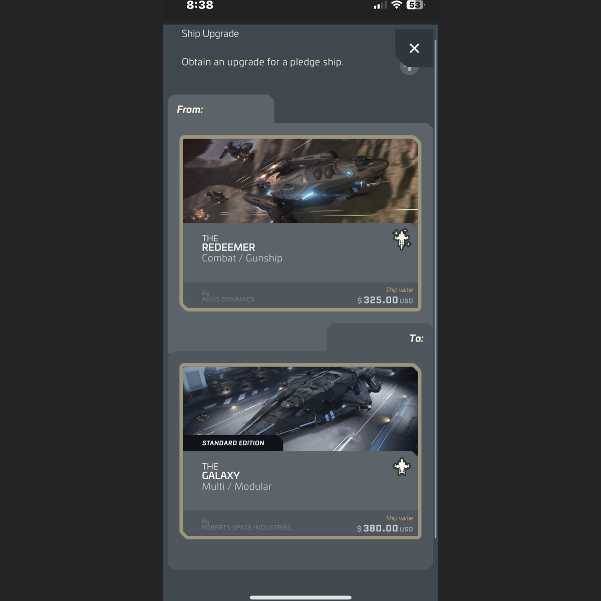 Space-Foundry.com: Redeemer to Galaxy Upgrade