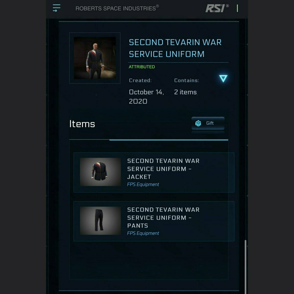 Space-Foundry.com: SECOND TEVARIN WAR SERVICE UNIFORM